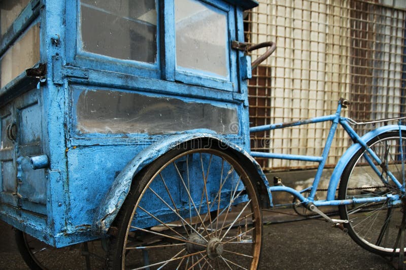 Old Red Rickshaw and Heritage House, Penang, Malaysia Stock Image ...