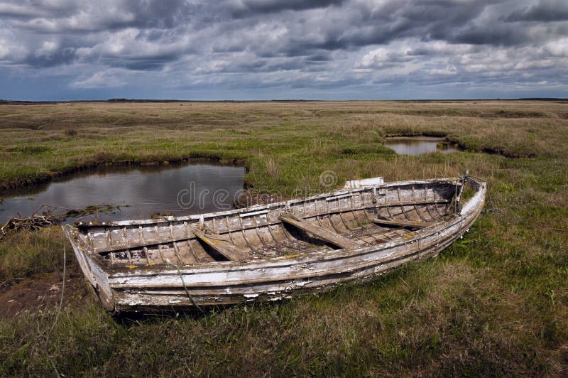 Old Rotting Wooden Stranded Rowing Boat Stock Photo - Image of rowing ...