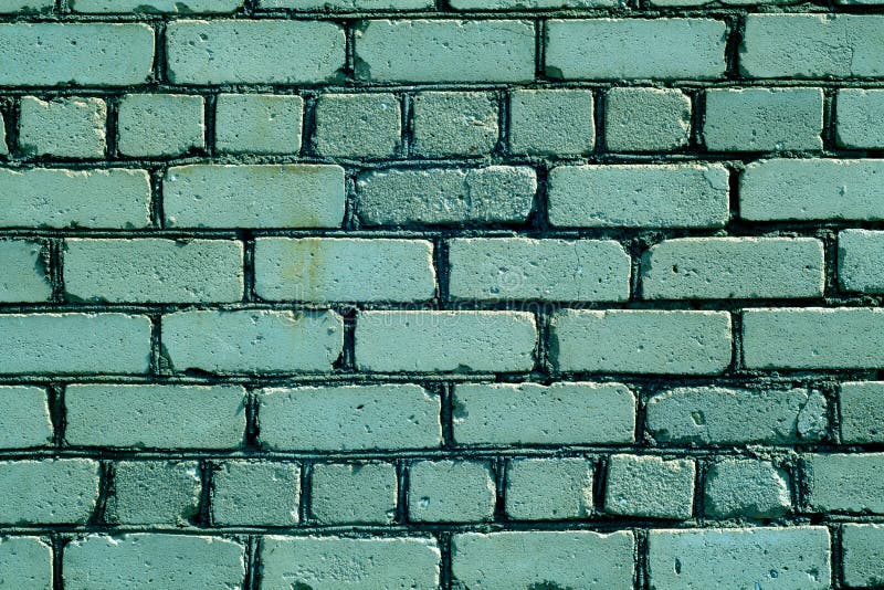 Old Rough Cyan Color Brick Wall Pattern. Stock Image - Image of ...