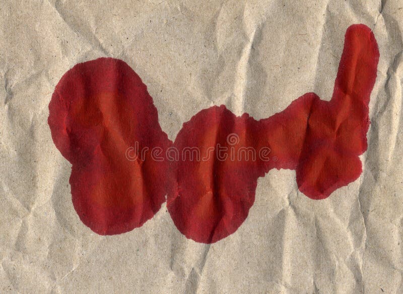 An Old Rough Wrapping Paper with Big Red Ink Stain As an Abstract ...