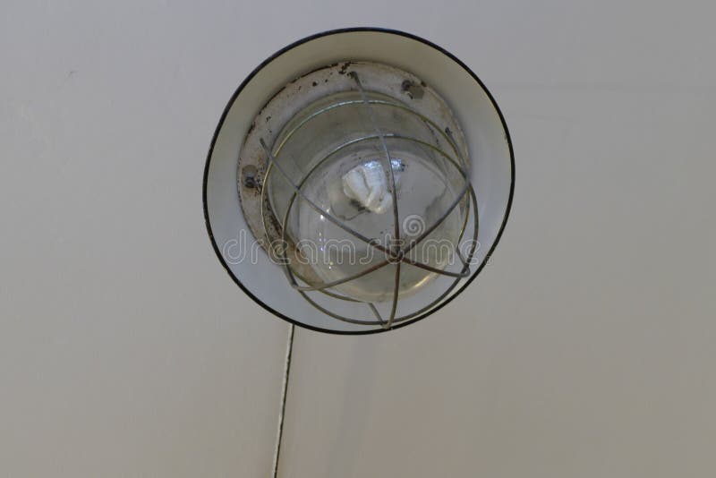 Old Round Industrial Light on a Ceiling Stock Photo - Image of classic ...
