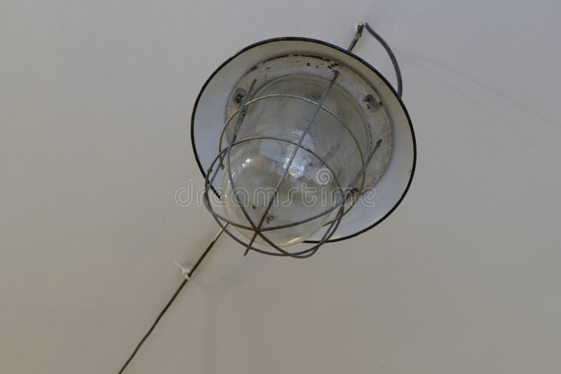 Old Round Industrial Light on a Ceiling Stock Photo - Image of lantern ...