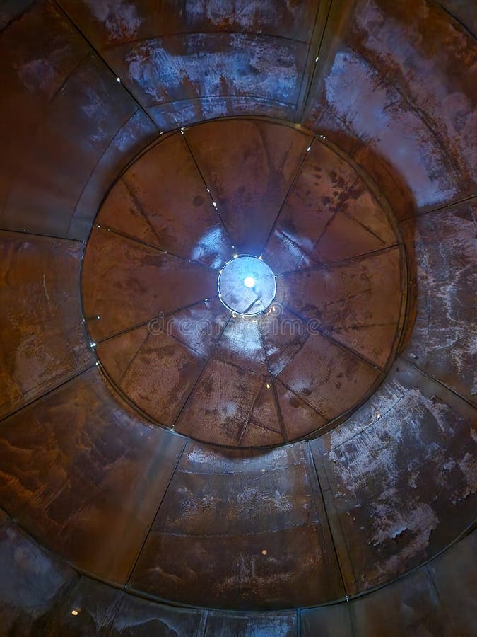 An old, round metal tank stock photo. Image of rural - 293176686