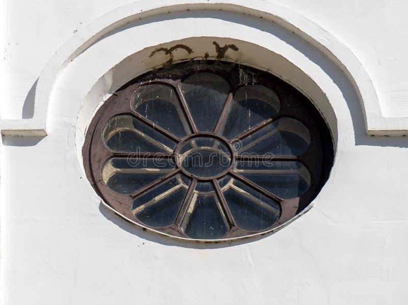 Old Round Window Details in a White Church Stock Image - Image of notre ...