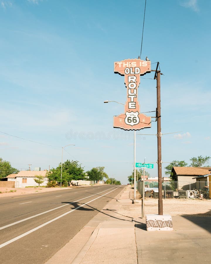 Old Route 66 Sign in Winslow, Arizona Editorial Image - Image of road ...