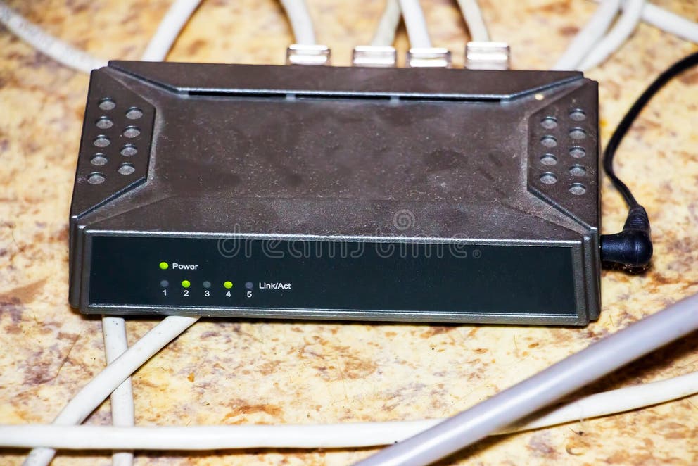 Old router network hub stock image. Image of detail, communication ...