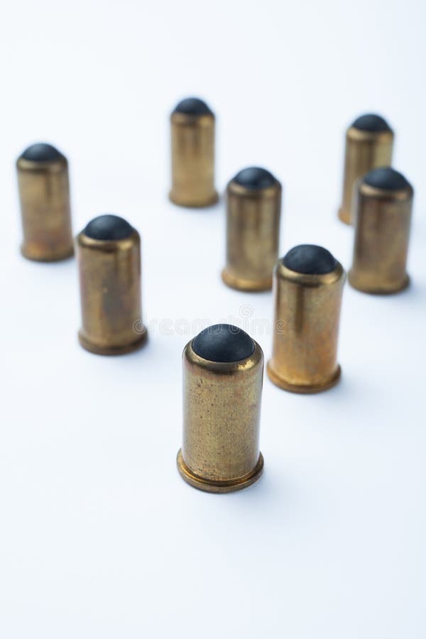 Old Rubber Bullets on a White Background, Selective Focus Stock Image ...