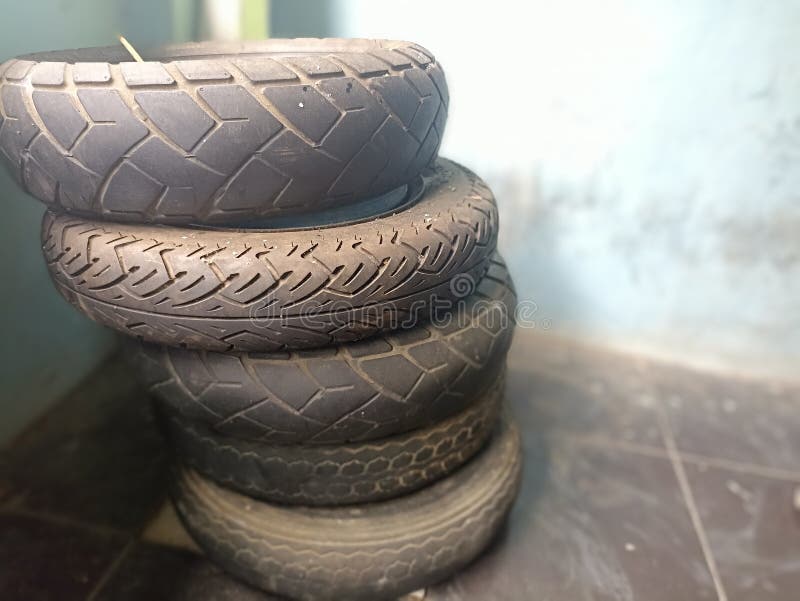 Old Rubber Motorcycle Tires Stock Photo - Image of garbage, truck ...