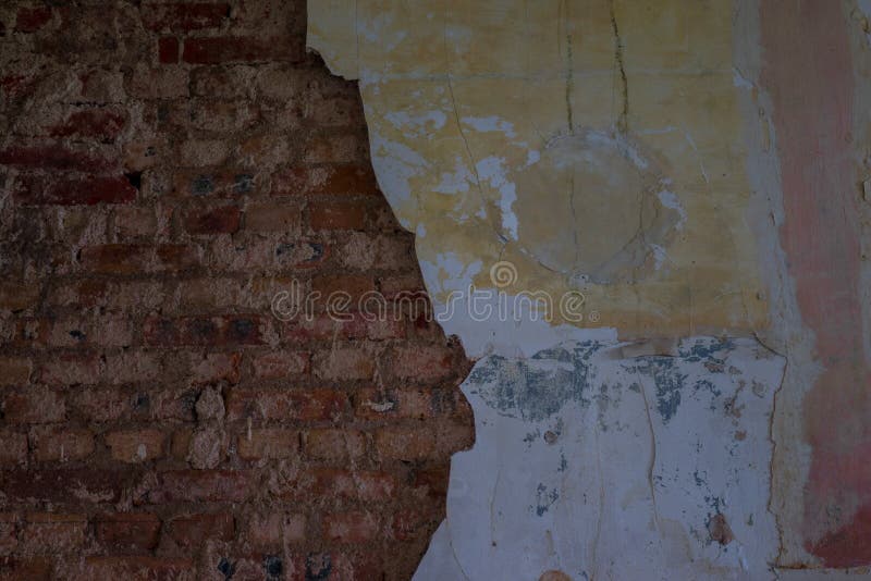 The Old and Ruined Brick Wall with Plaster, Lost Places Stock Image ...