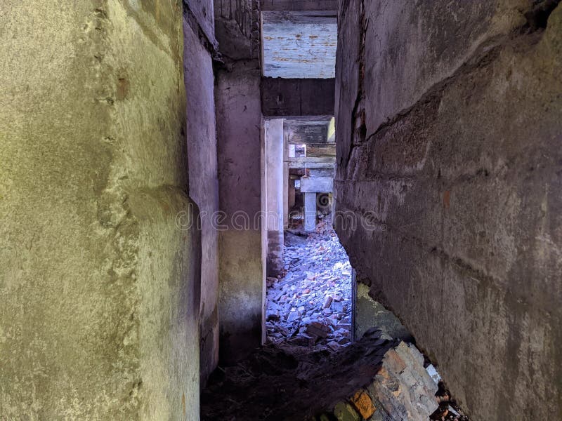 Old and Ruined Building Inside View in the Daytime. Stock Image - Image ...