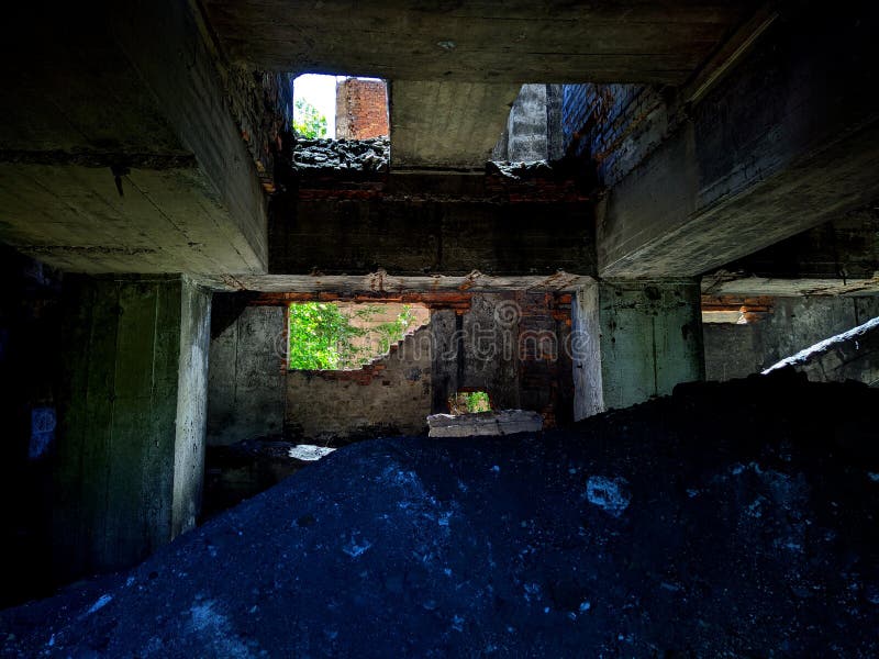 Old and Ruined Building Inside View in the Daytime. Stock Image - Image ...