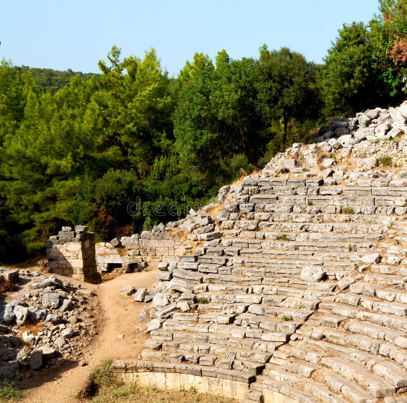 Old Ruined Column and Destroyed Stone in Phaselis Temple Turkey Stock ...