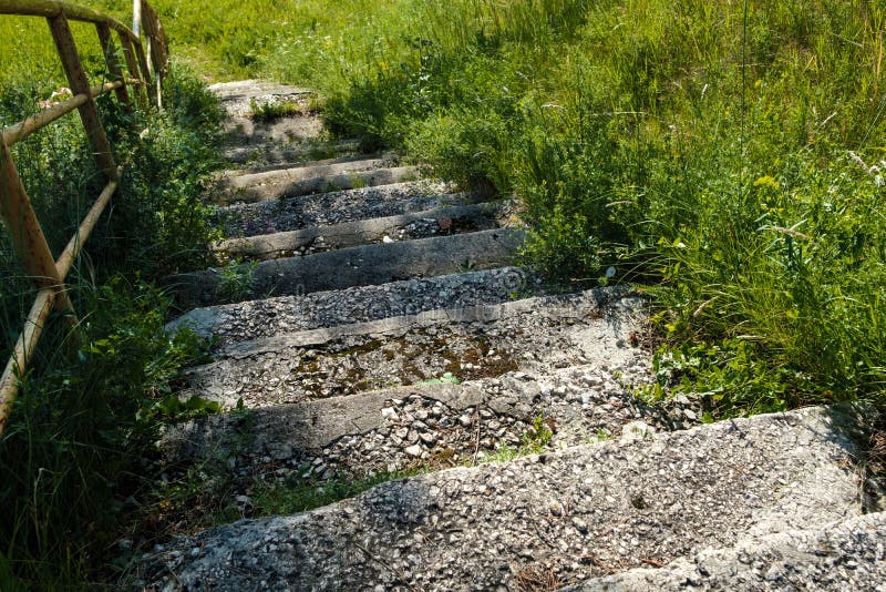 Old Ruined Dangerous Steps Leading Down Stock Image - Image of step ...