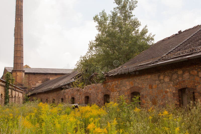An Old Ruined Factory Building Stock Photo - Image of building, estate ...