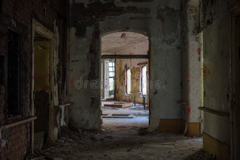 The Old and Ruined Room of a Building, Lost Places Stock Image - Image ...