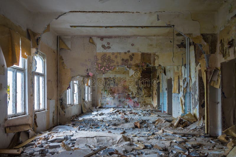 The Old and Ruined Room of a Building, Lost Places Stock Photo - Image ...