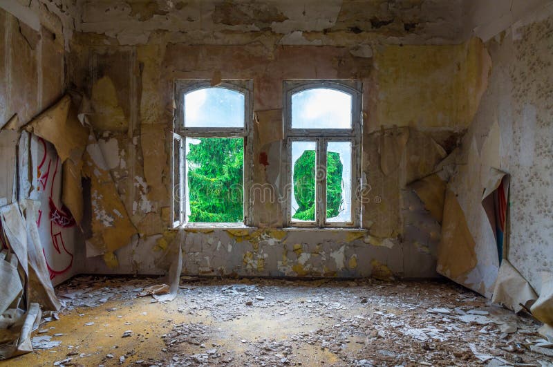 The Old and Ruined Room of a Building, Lost Places Stock Photo - Image ...