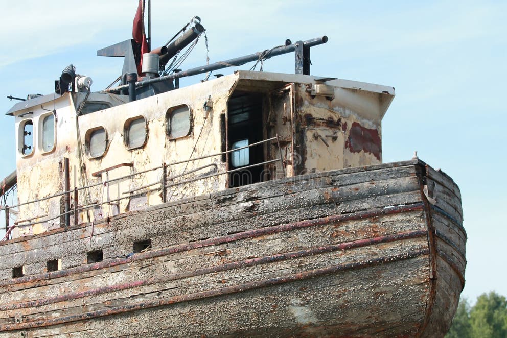 Old ruined ship stock photo. Image of port, dock, wood - 264995248