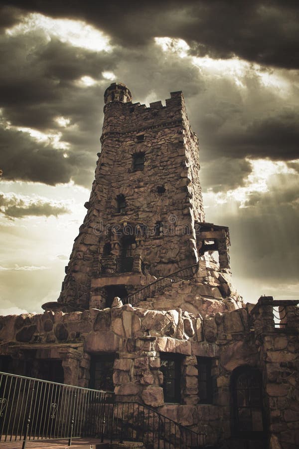 Old Ruined Tower on a Cloudy Day Stock Image - Image of island ...