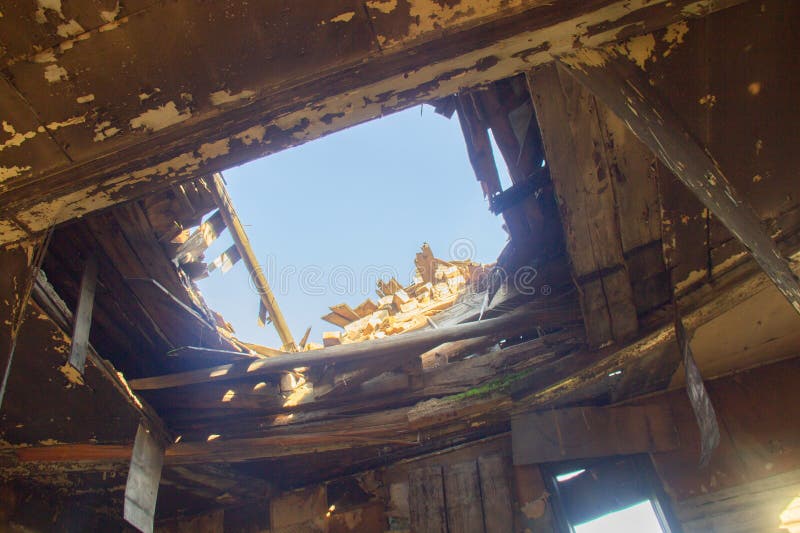 An Old Ruined Two-storey Building, a View from the Inside Stock Photo ...