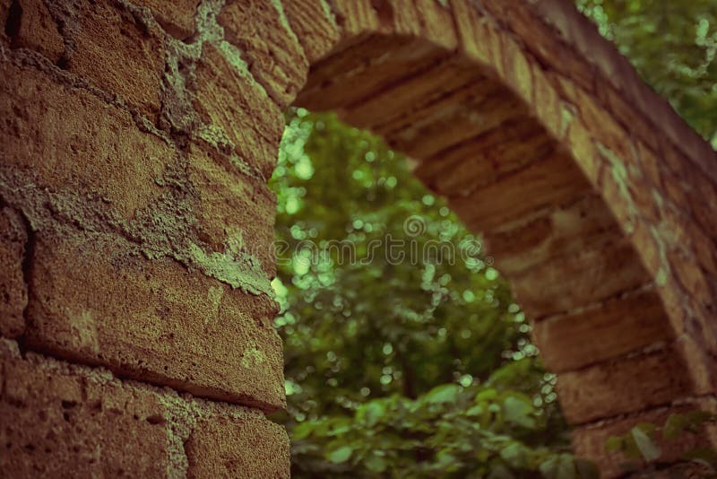Old ruined wall with arch stock photo. Image of exterior - 64004710