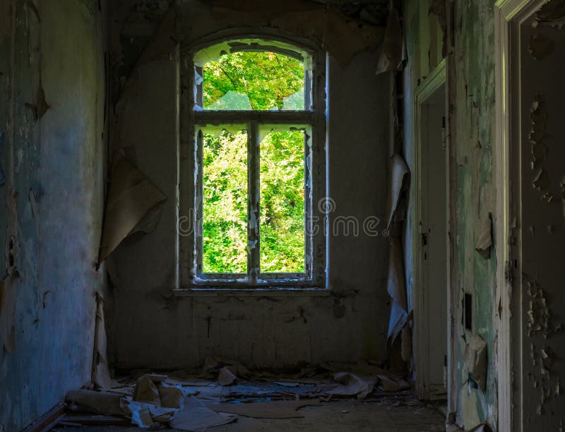 The Old and Ruined Widow of Building, Lost Places Stock Image - Image ...
