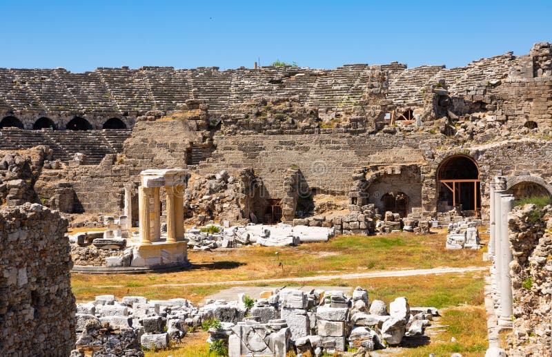 Old Ruins of the Ancient Theater in Side Stock Image - Image of museum ...