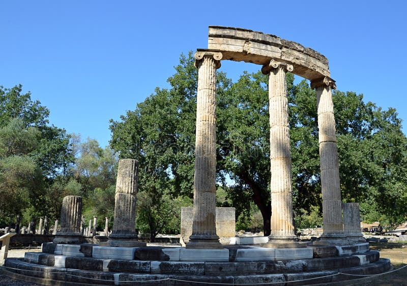 Old Ruins of Antique Column of Building in Olympia Stock Image - Image ...
