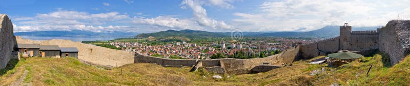 Old Ruins of Castle in Ohrid, Macedonia Stock Image - Image of blue ...