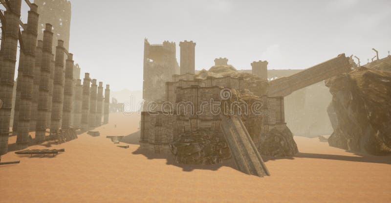 Old Ruins 3D Render.19 stock illustration. Illustration of foggy ...
