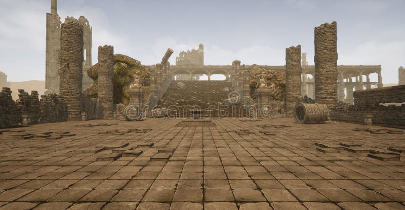Old Ruins 3D Render.03 stock illustration. Illustration of long - 190718505