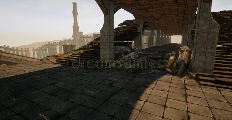 Old Ruins 3D Render.04 stock illustration. Illustration of desolate ...