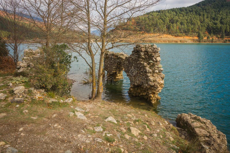 Old Ruins on the Lake Doxa on Peloponnese Stock Photo - Image of scenic ...