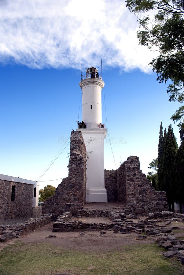 Old ruins and lighthouse stock image. Image of strength - 22989791