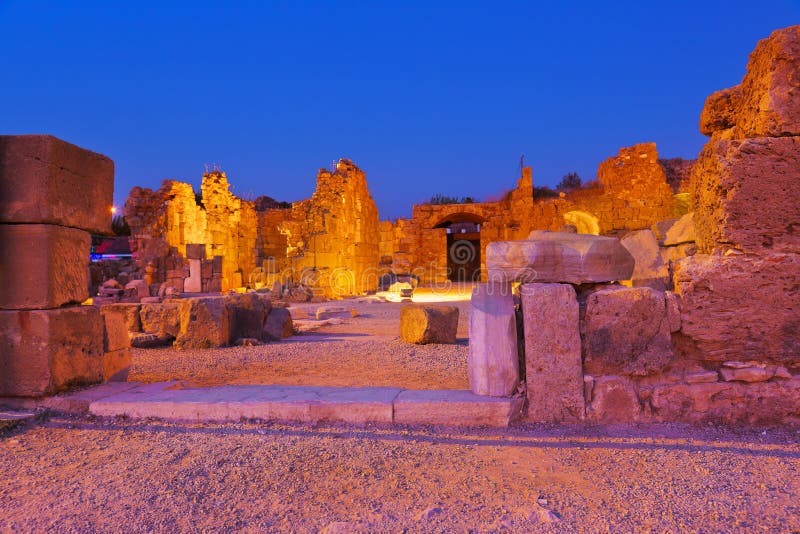 Old Ruins in Side, Turkey at Sunset Stock Photo - Image of galery ...