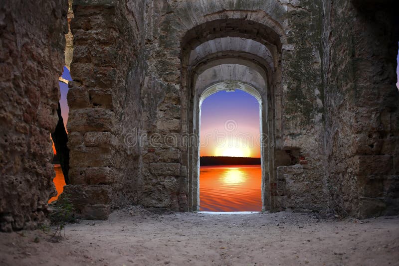 Old ruins and sunset stock image. Image of arch, surface - 59872231