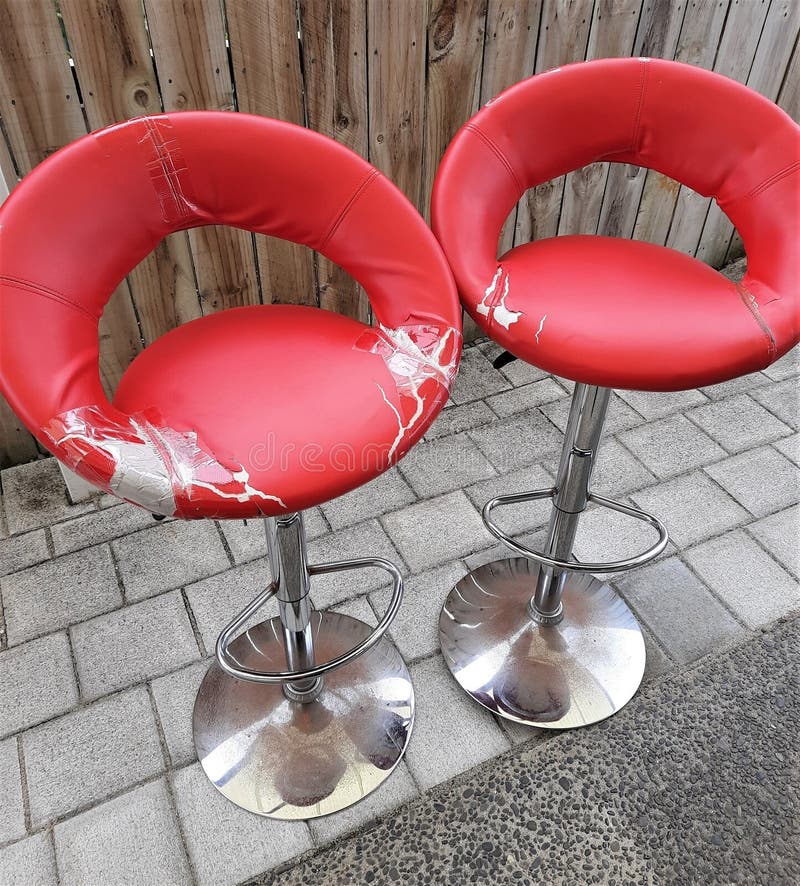 Old Rundown Bar Counter Red Stool Which Needs Repair Stock Photo ...