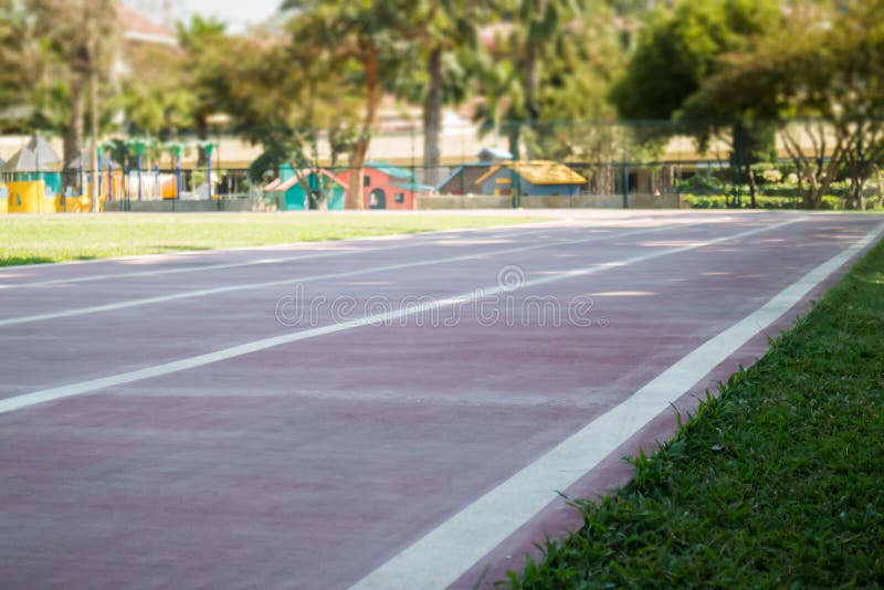Old Running Track in School Stock Photo - Image of covering, marker ...