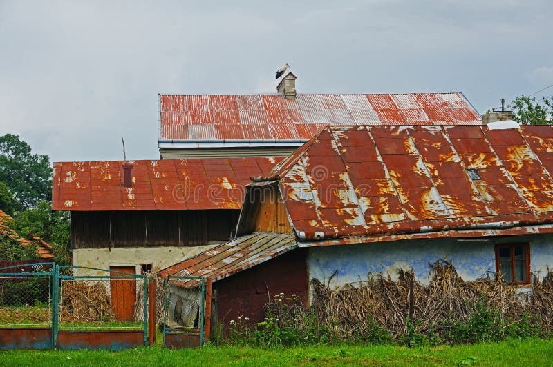 Old Rural Buildings with Rusty Roofs Stock Image - Image of neglected ...