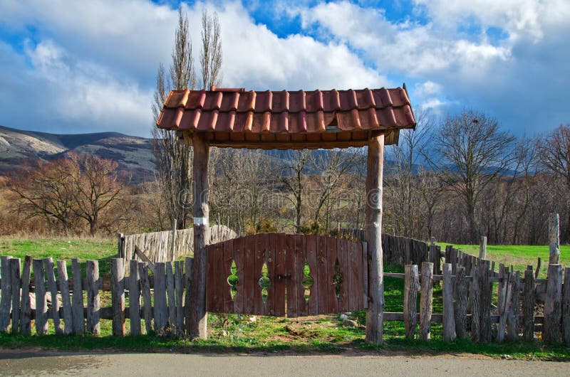 Rural gate maramures stock image. Image of landmark, sunset - 21935757
