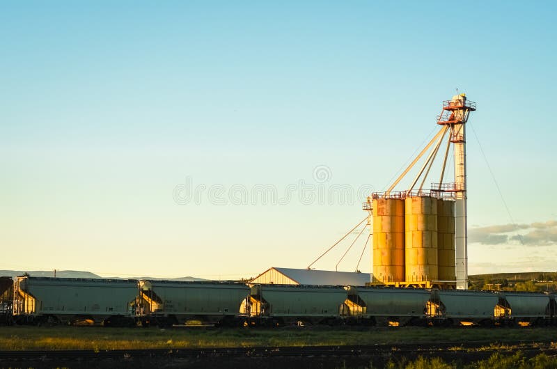 Old Rural Grain Elevator Loading Train Stock Image - Image of ...