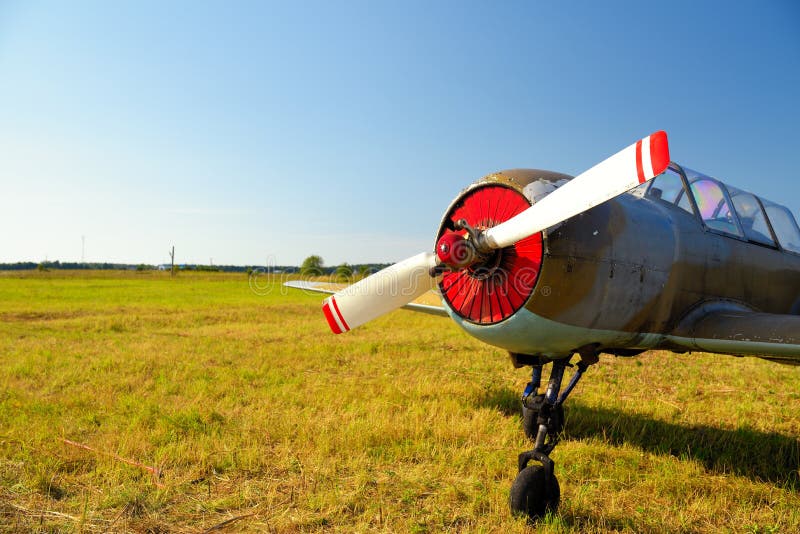 Old Russian Airplane on Green Grass Stock Photo - Image of flight ...