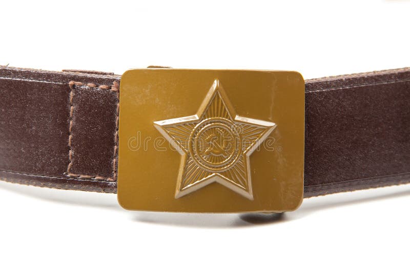 Old Russian Army Belt on White Background Stock Photo - Image of star ...