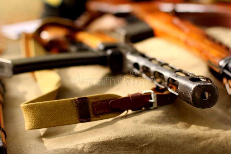 Old Russian Automatic Weapons Rifle Guns Stock Photo - Image of arms ...