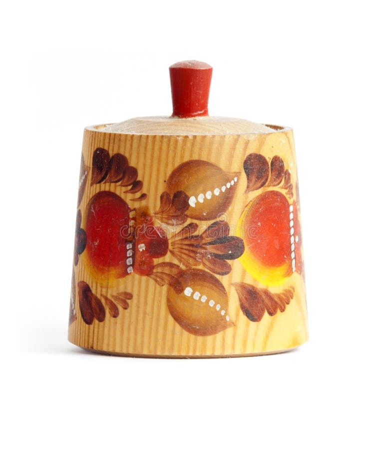 Old Russian Folk Handpainted Wooden Kitchen Ware Stock Image - Image of ...
