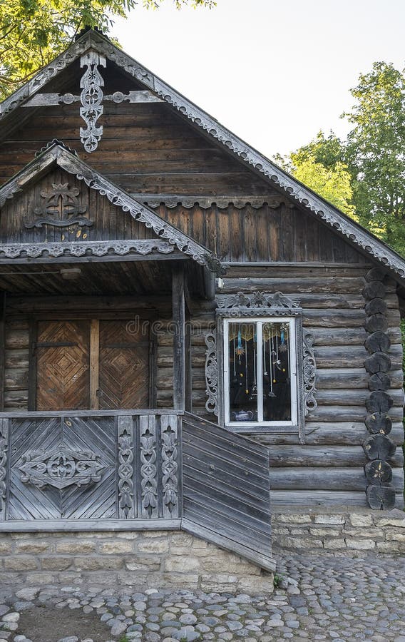 Old Russian house. stock image. Image of ancient, carved - 96307201