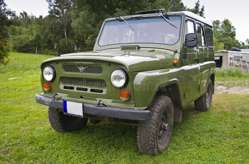 Old Russian landrover UAZ stock photo. Image of travel - 24022452