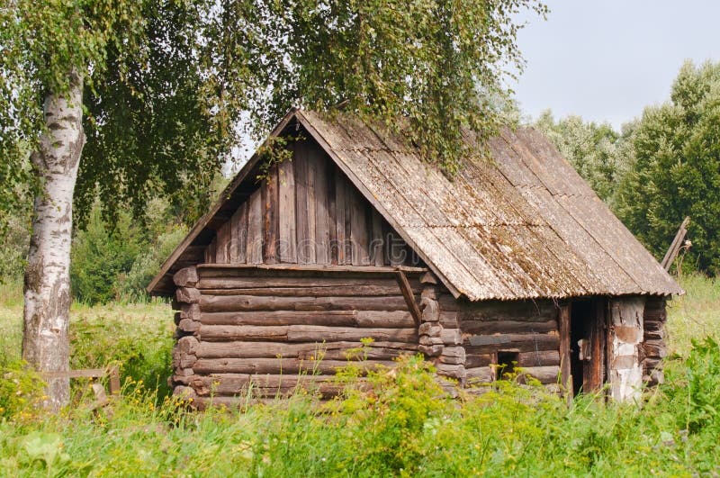 Old Russian log hut stock image. Image of outdoors, horizontal - 23587871