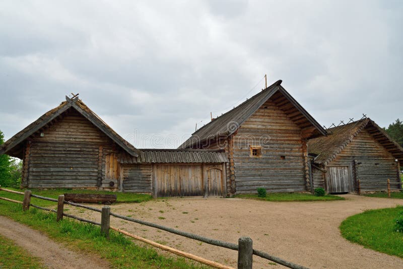 Old Russian Log Hut in Pushkin Mikhailovskoe Stock Image - Image of ...