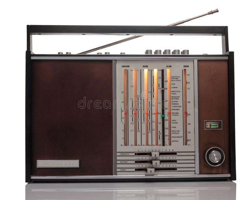 Old Russian Radio Isolated on White Background. Stock Image - Image of ...